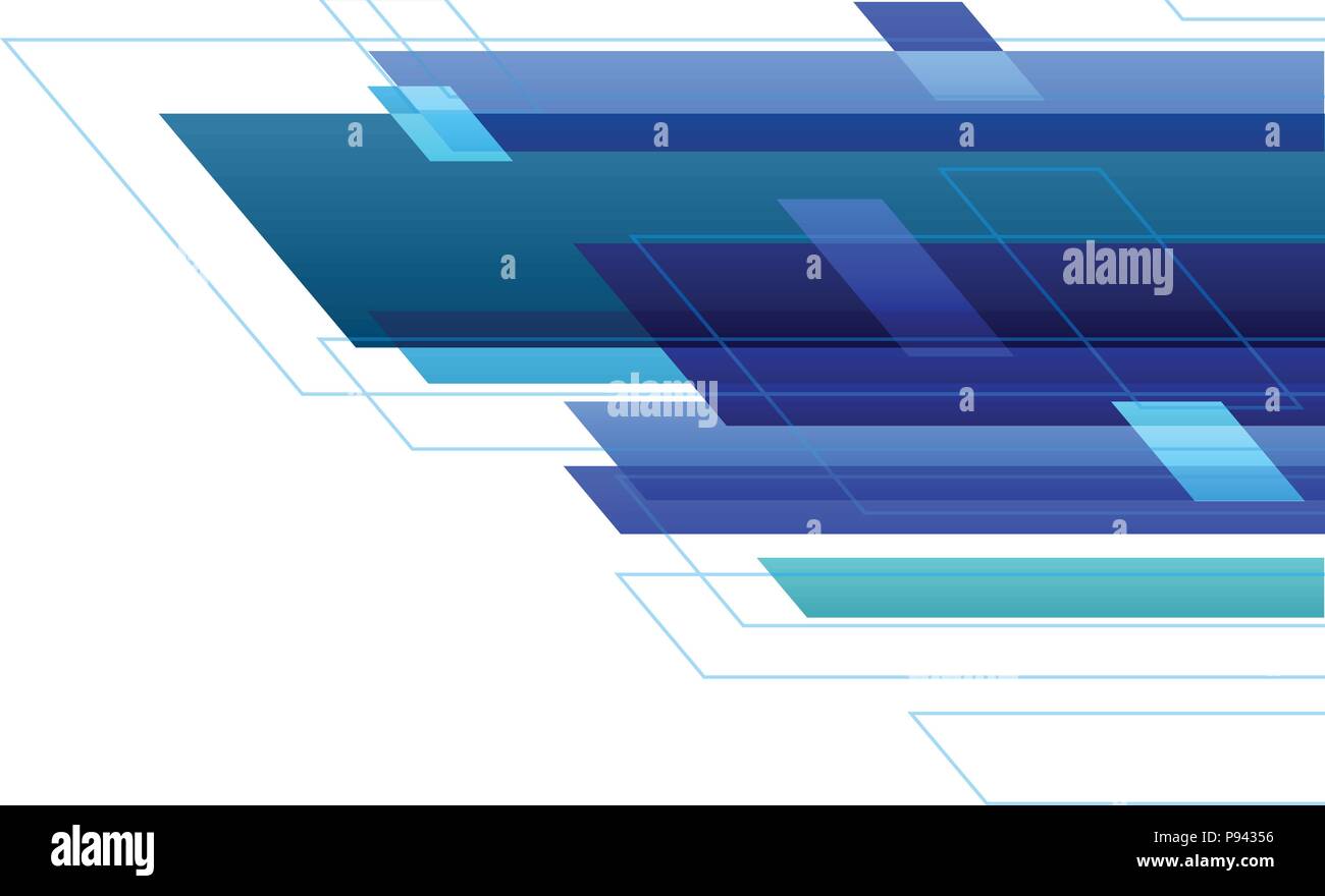 Blue Tone Abstract Square Technology White Background. Vector ...