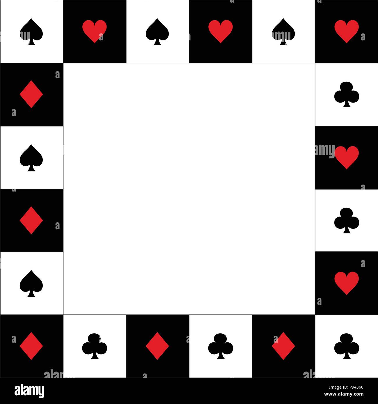 Card Suits Red Black White Chess Board Border. Vector Illustration ...