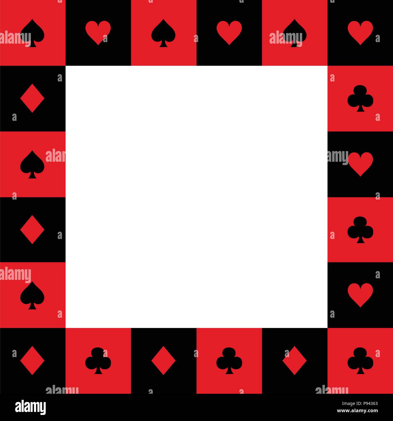 Card Suits Red Black White Chess Board Border. Vector Illustration ...