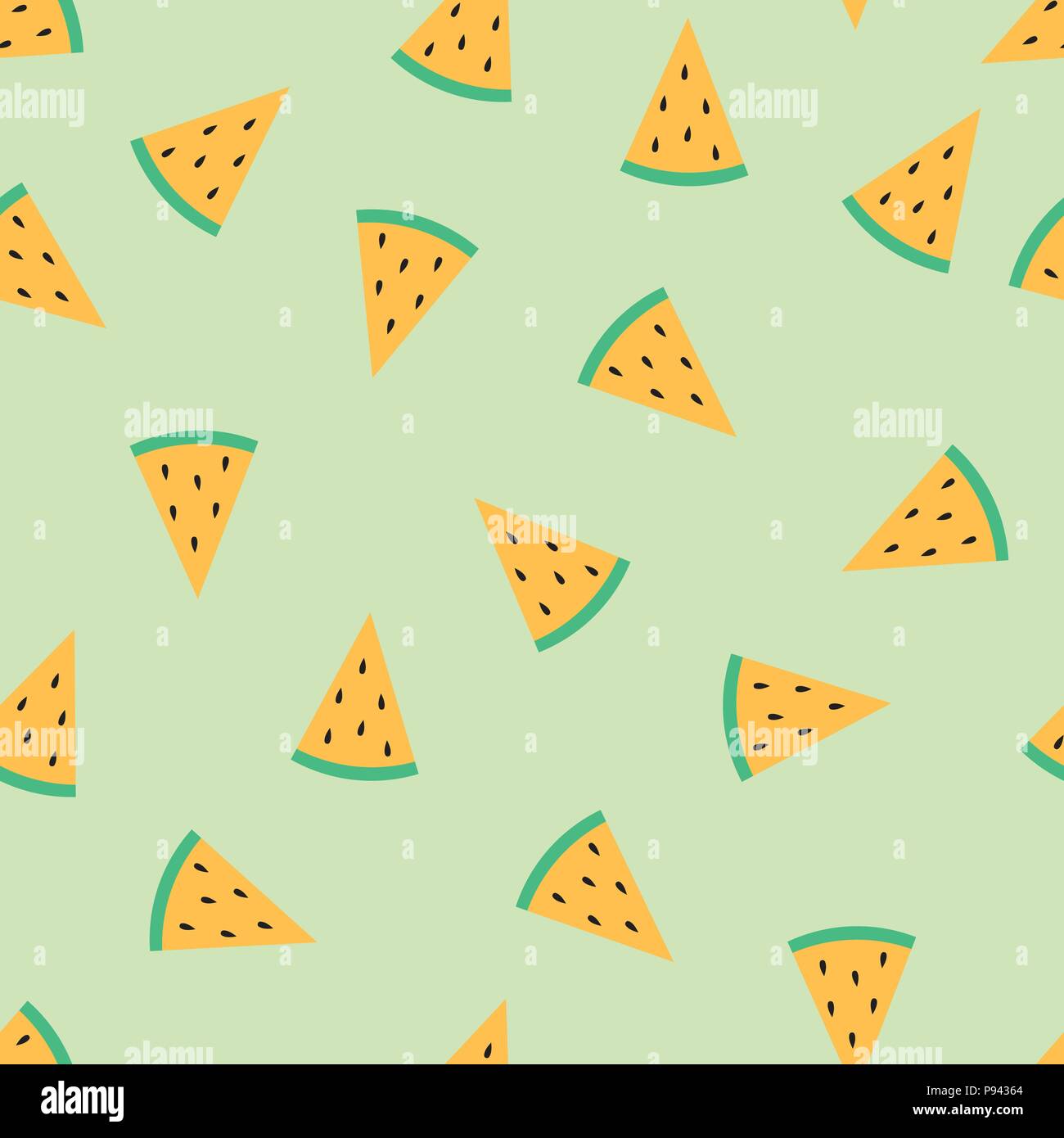 Cute Slice Melon isolated on Green Background. Vector Illustration ...