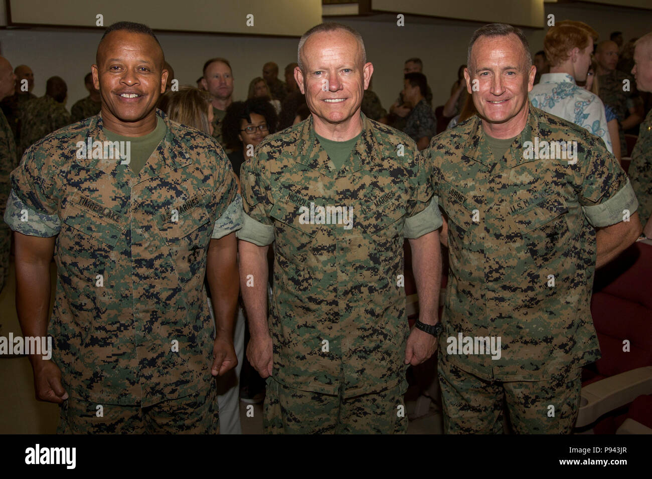 U.S. Marine Corps Maj. Gen. Craig Q. Timberlake, left, the off-going ...