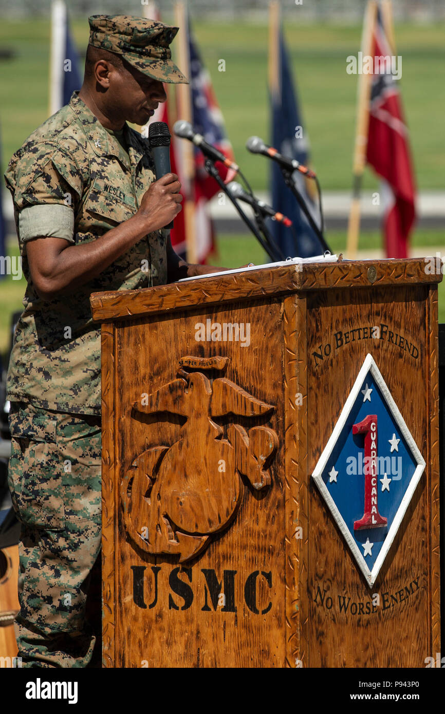 U.S. Navy Capt. Darrell Wesley, division chaplain of the 1st Marine ...
