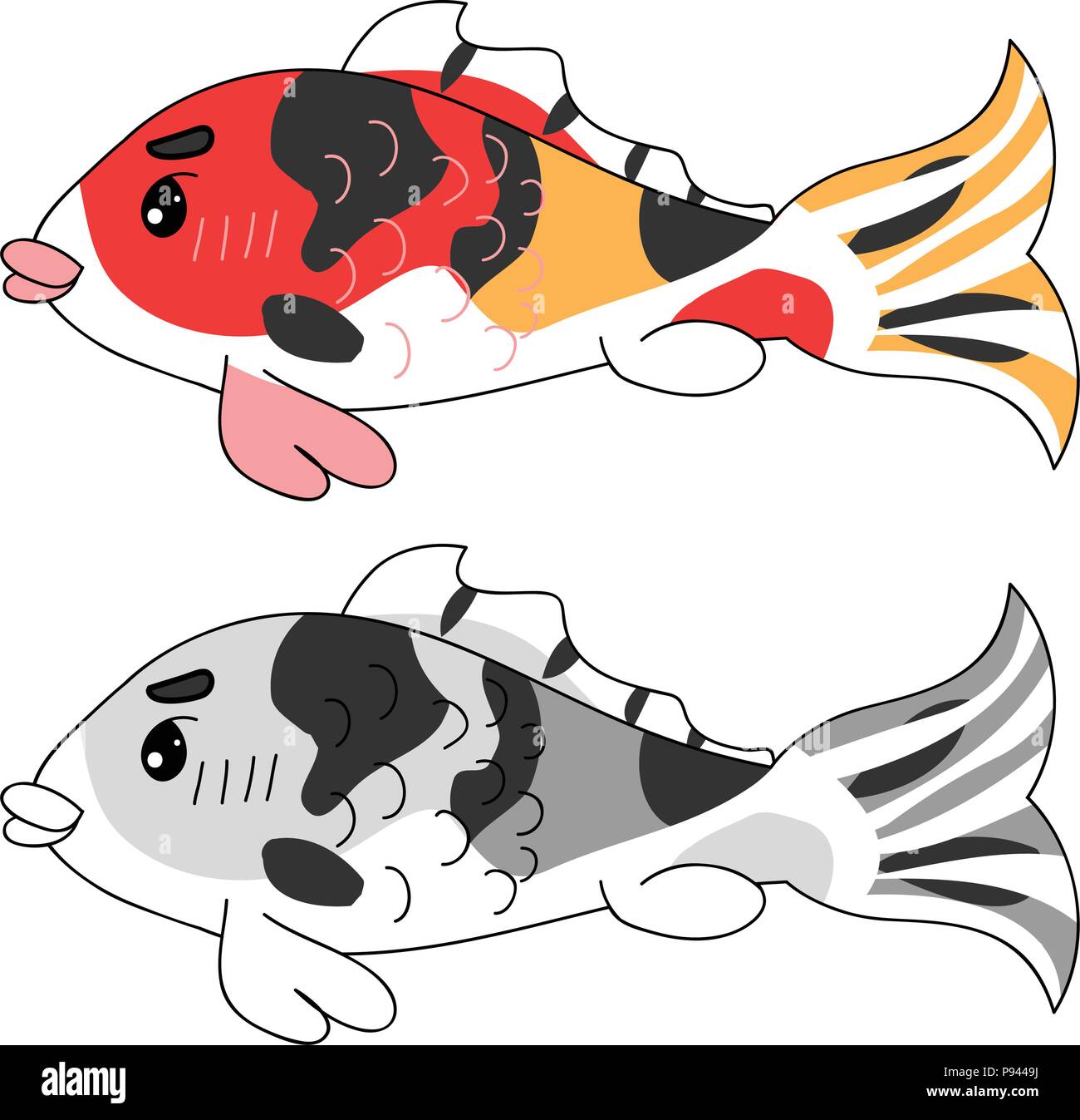 Colorful Carp. Vector Illustration. isolated on White Background Stock ...