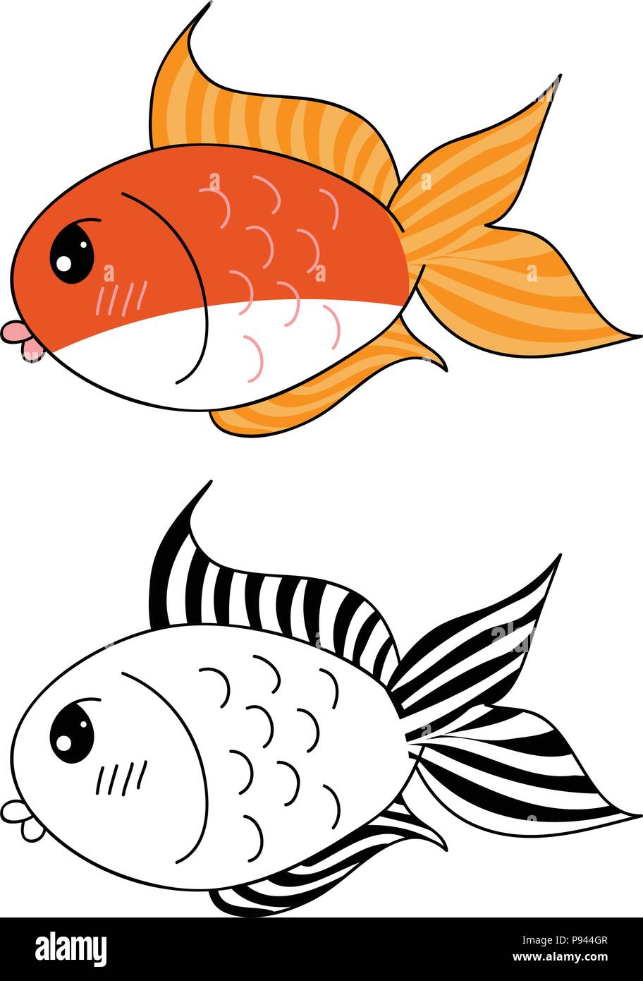 Cute Goldfish. Vector Illustration. isolated on White Background Stock ...