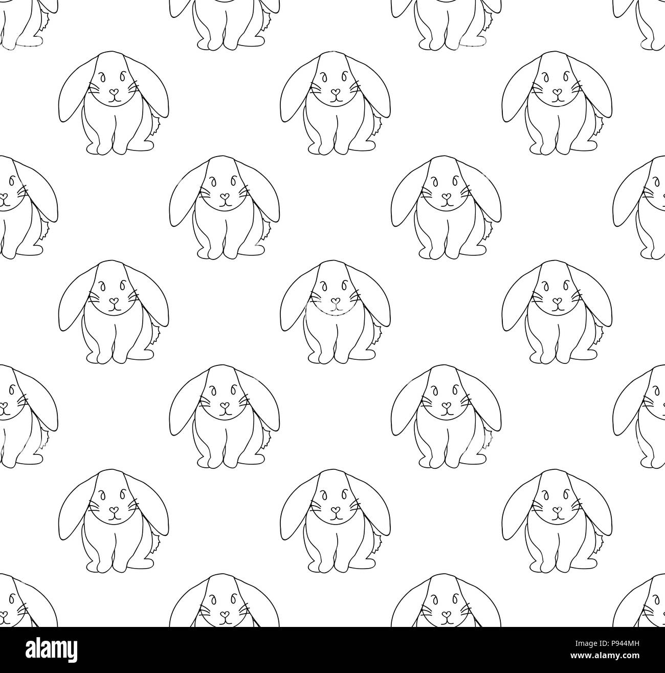 Cute White Rabbit Seamless Background. Vector Illustration Stock Vector ...