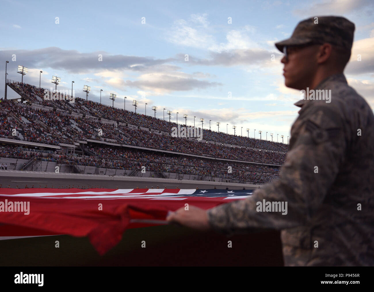 An airman from Patrick Air Force Base holds his military bearing during ...