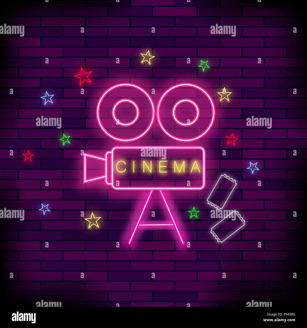 Glowing neon video Stock Vector Images - Alamy