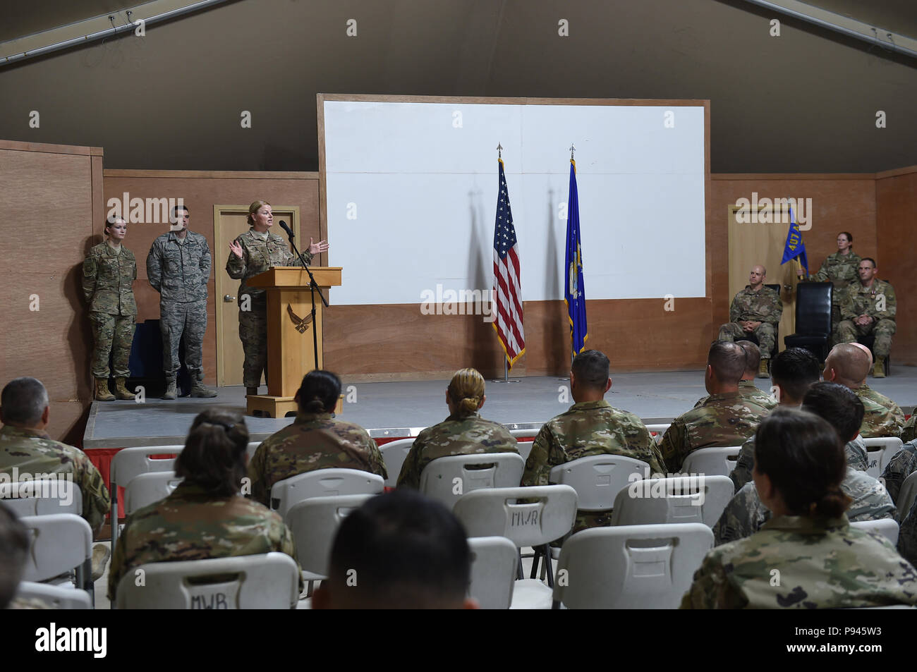 Lt. Col. Lynn Lightfoot provides a few remarks as the newest 407th ...