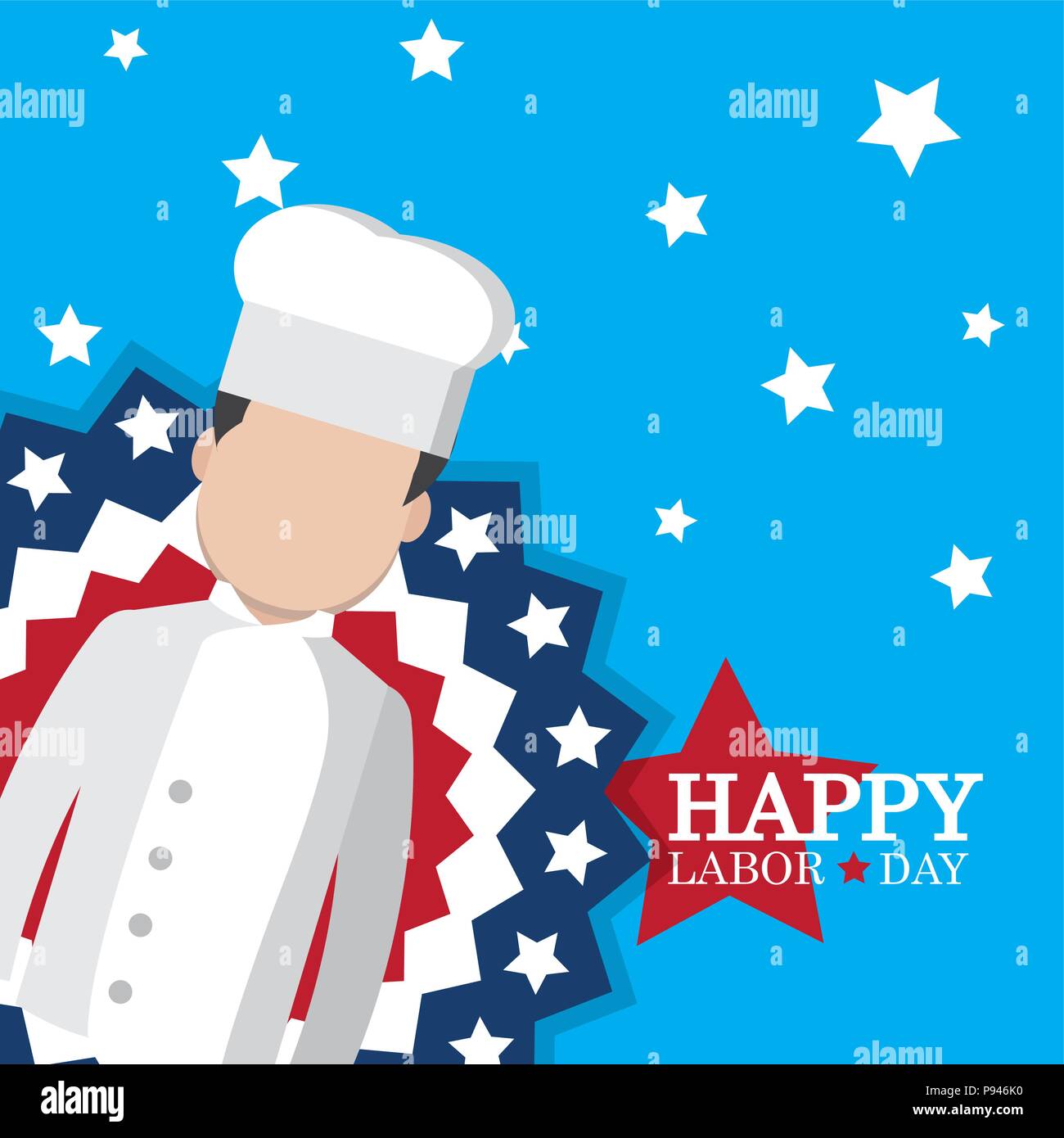 Happy labor day card with chef cartoon vector illustration graphic ...