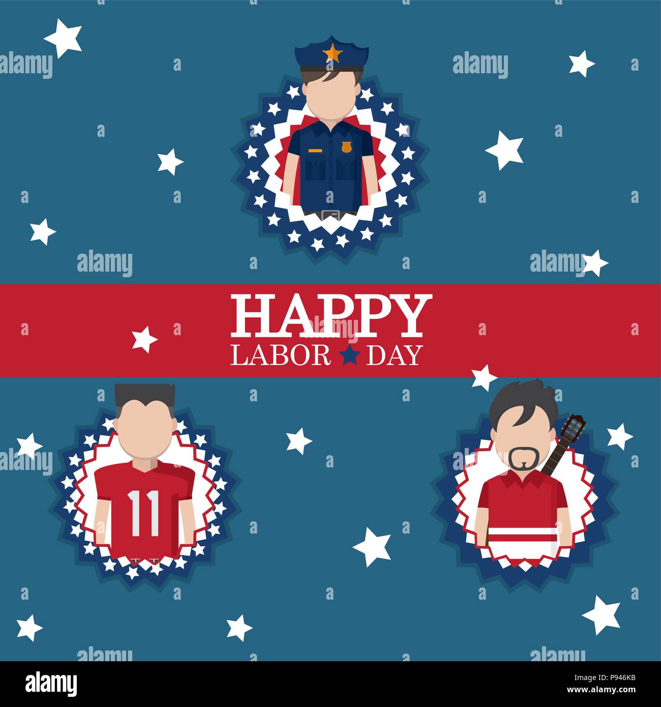 Happy labor day card with workers cartoons vector illustration graphic ...
