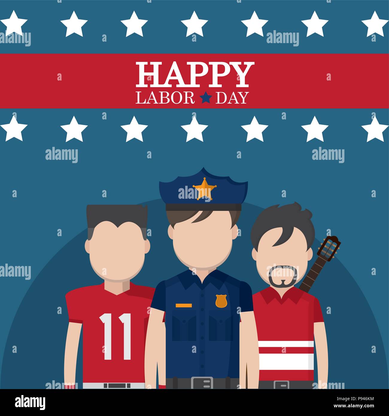 Happy labor day card with workers cartoons vector illustration graphic ...