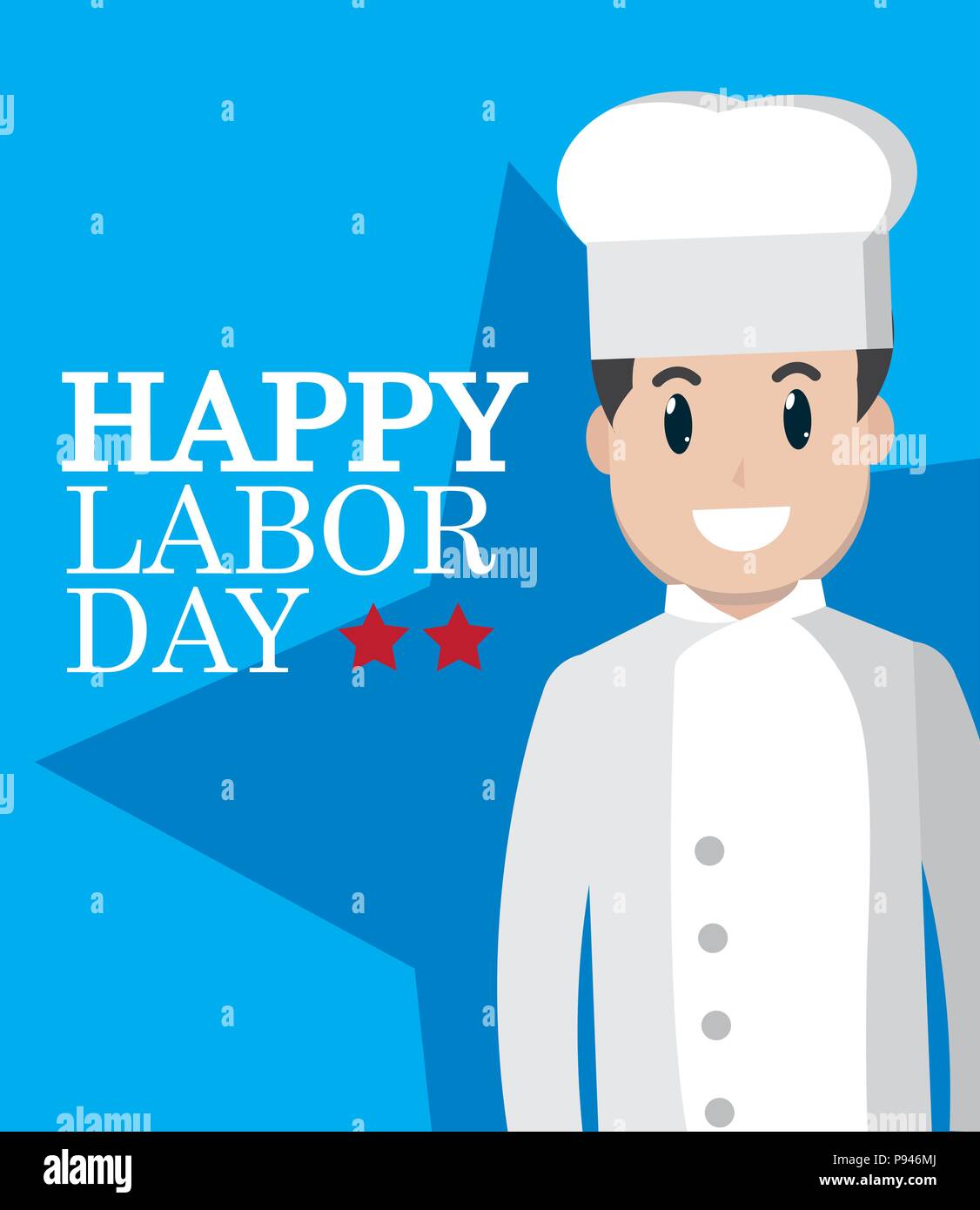 Happy labor day card with chef cartoon vector illustration graphic ...