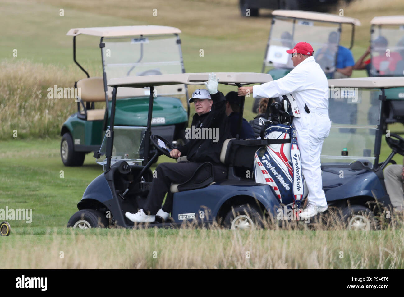 US President Donald Trump plays a round of golf on the Trump Turnberry ...