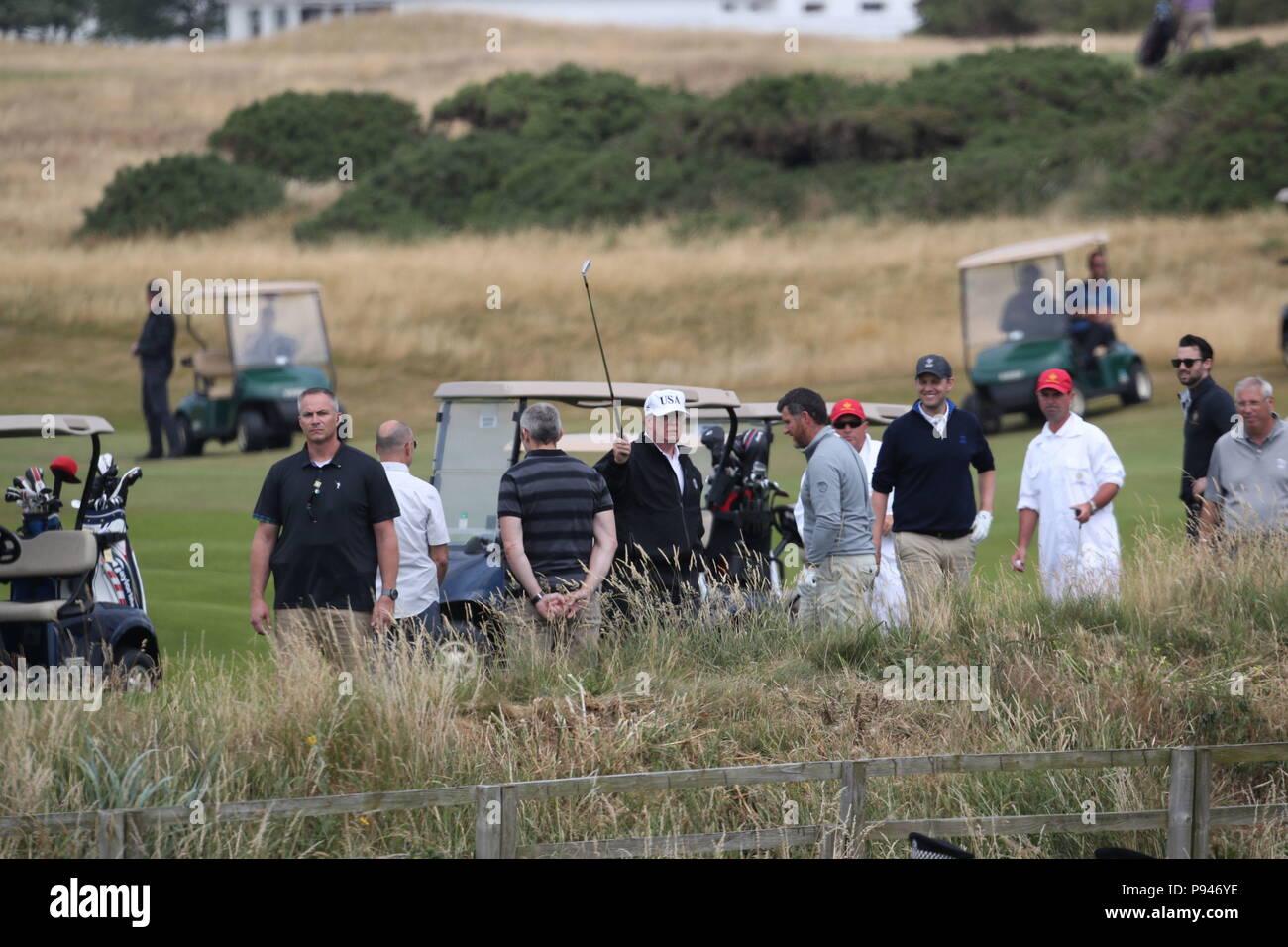 US President Donald Trump plays a round of golf on the Trump Turnberry ...
