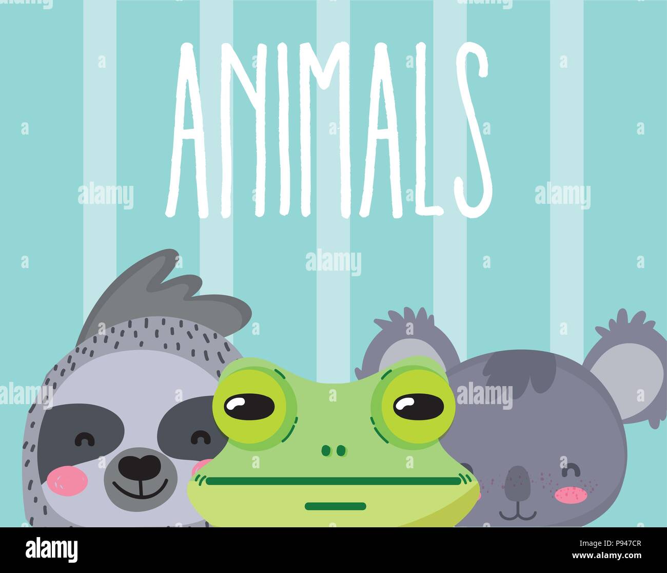 Cute animals cartoon over colorful background vector illustration ...