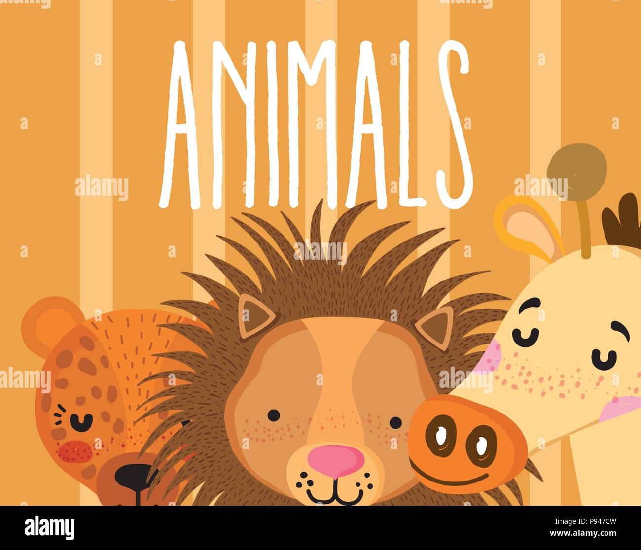 Cute animals cartoon over colorful background vector illustration ...
