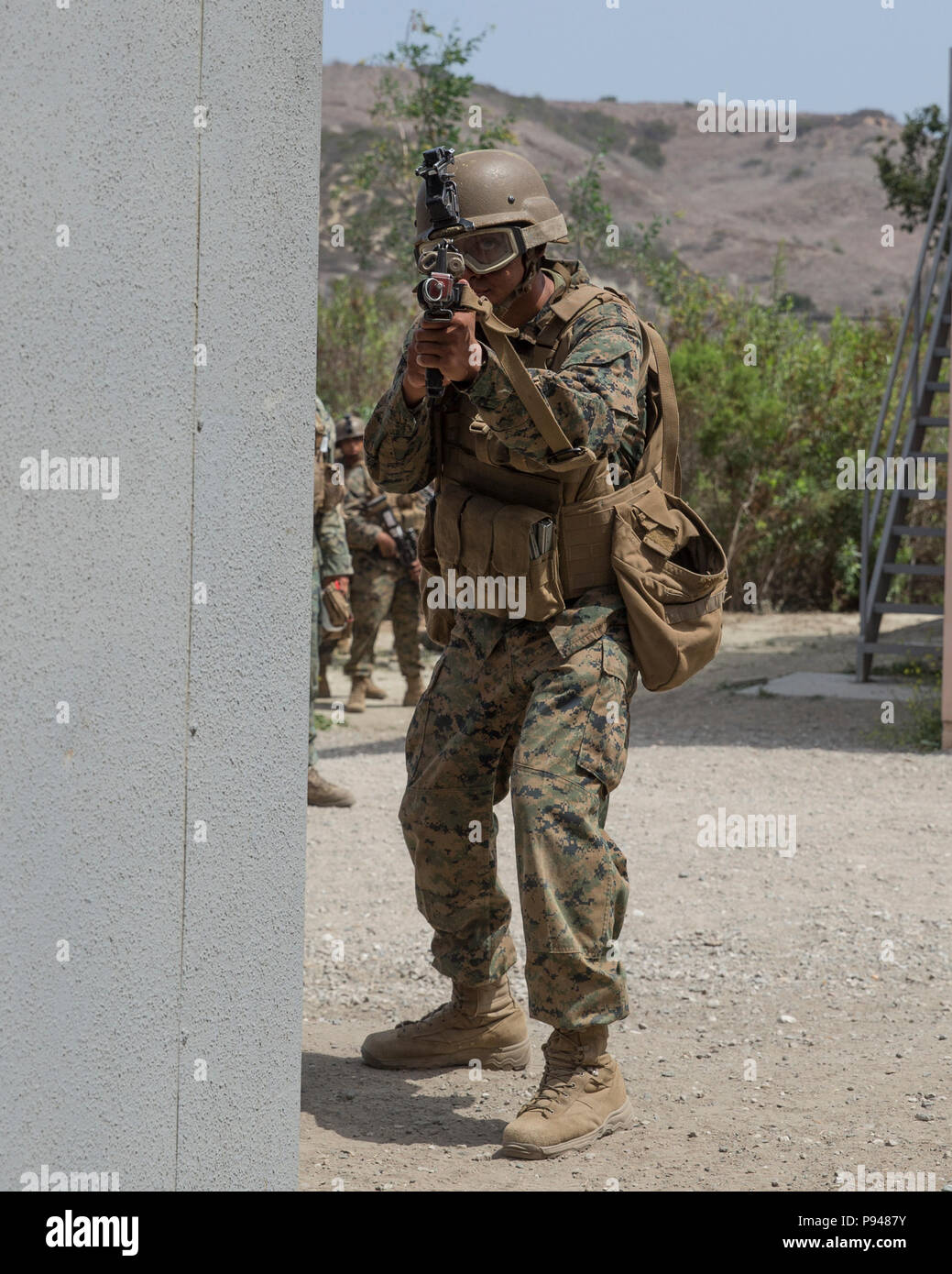 U.S. Marine Pfc. Santos Elias, Marine Combat Training (MCT) student ...