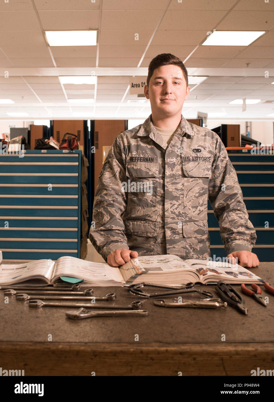 U.S. Air Force Senior Airman Joshua Heffernan, 100th Maintenance Squadron flight aerospace ...