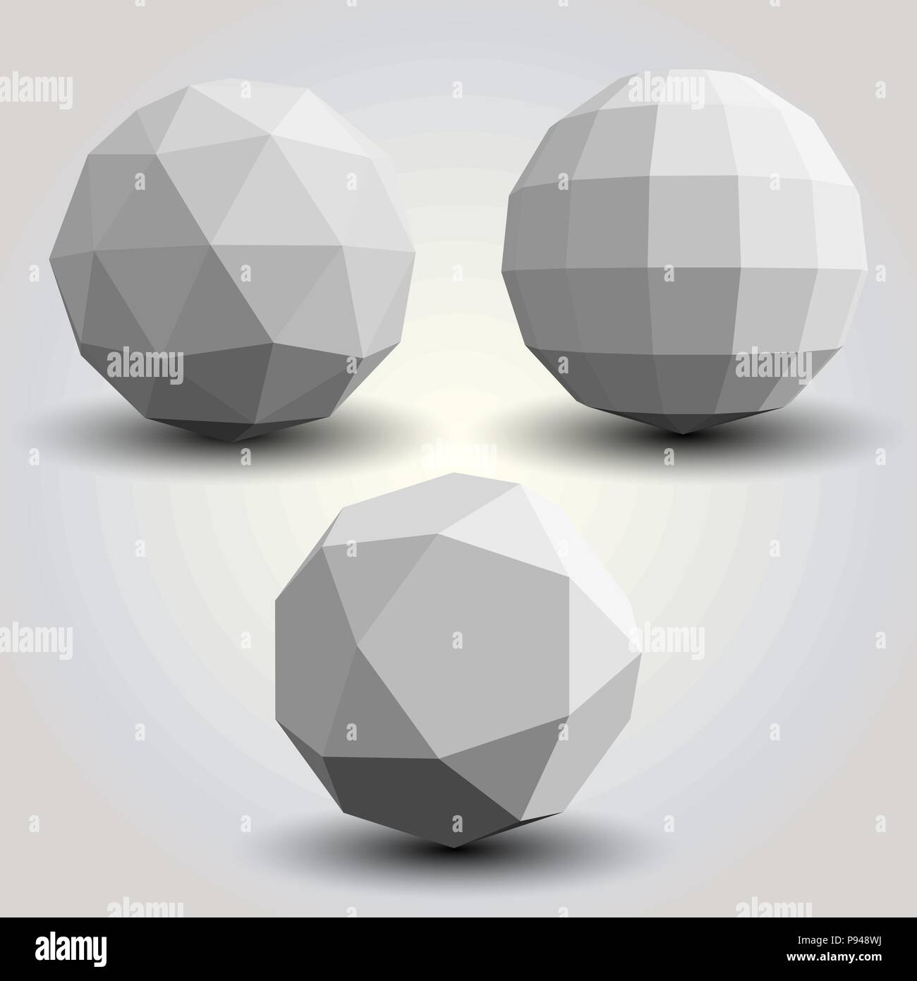 Set of white polygonal spheres Stock Vector Image & Art - Alamy