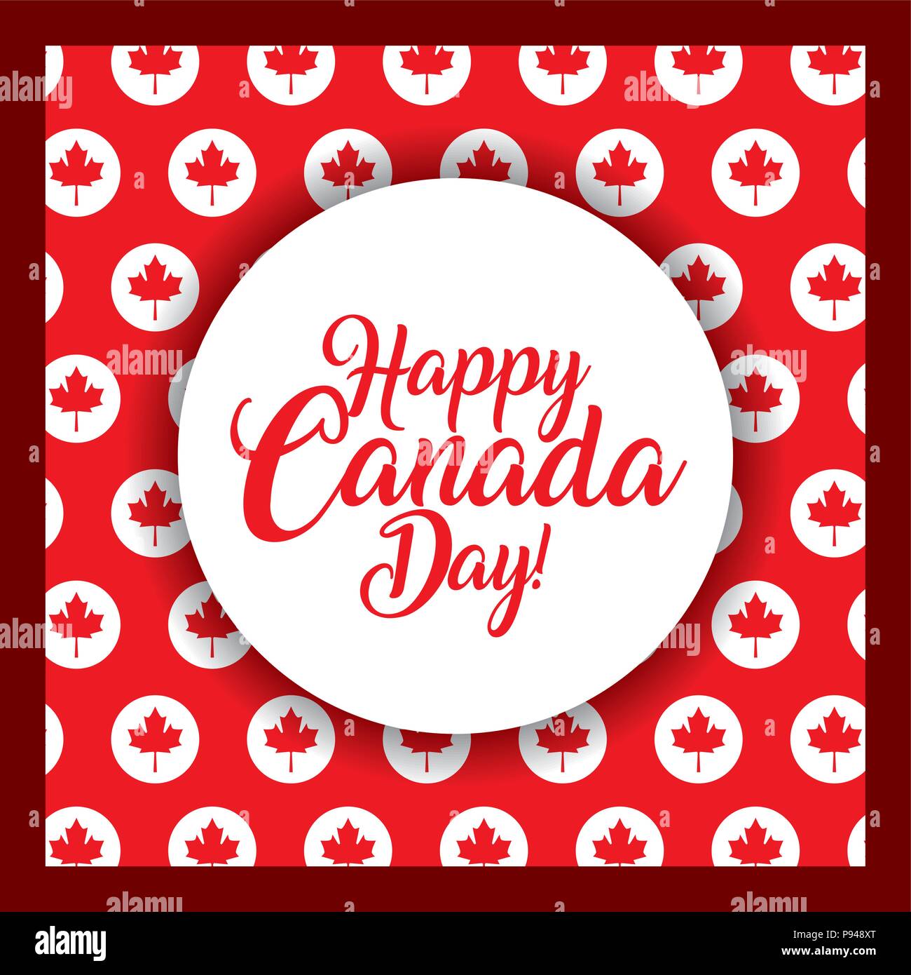 happy canada day card stickers leave maples background sign vector ...