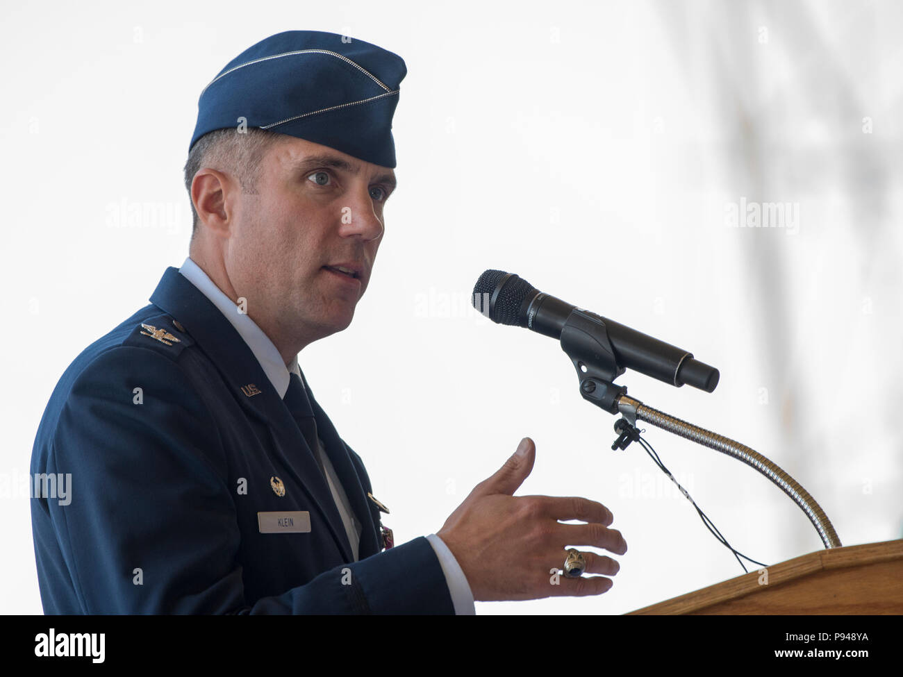 U.S. Air Force Col. John Klein delivers his final speech as commander ...
