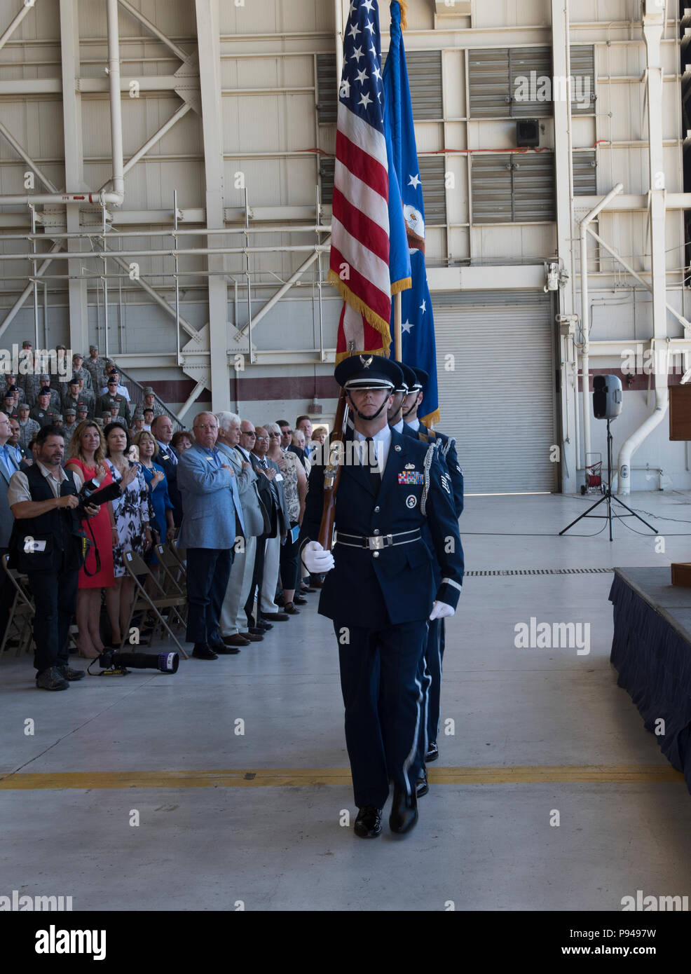 The Travis Elite Honor Guard post the colors during the 60th Air ...