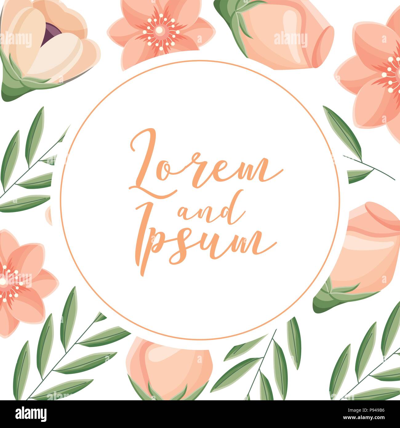 Floral Wedding Invitation Card Decoration Template Vector Illustration
