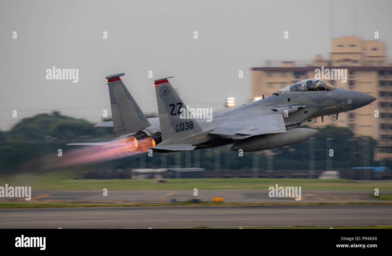 A U.S. Air Force F-15 Eagle assigned to the 67th Fighter Squadron ...