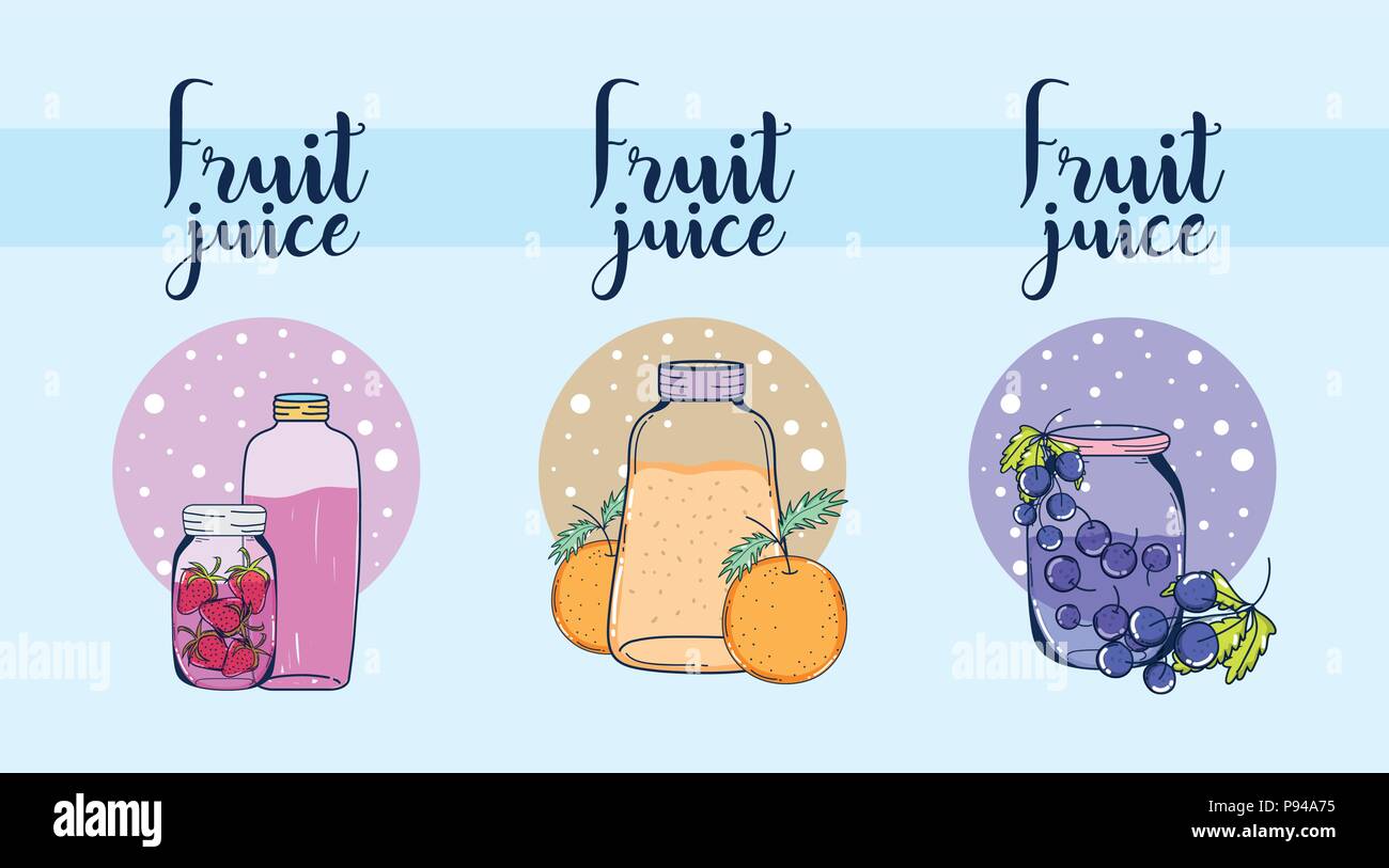 Set of fruit juice cards vector illustration graphic design Stock ...