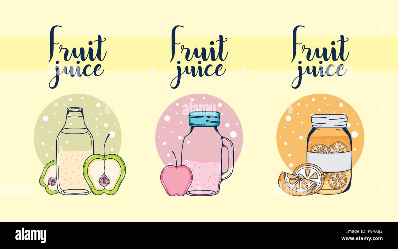 Set of fruit juice cards vector illustration graphic design Stock ...