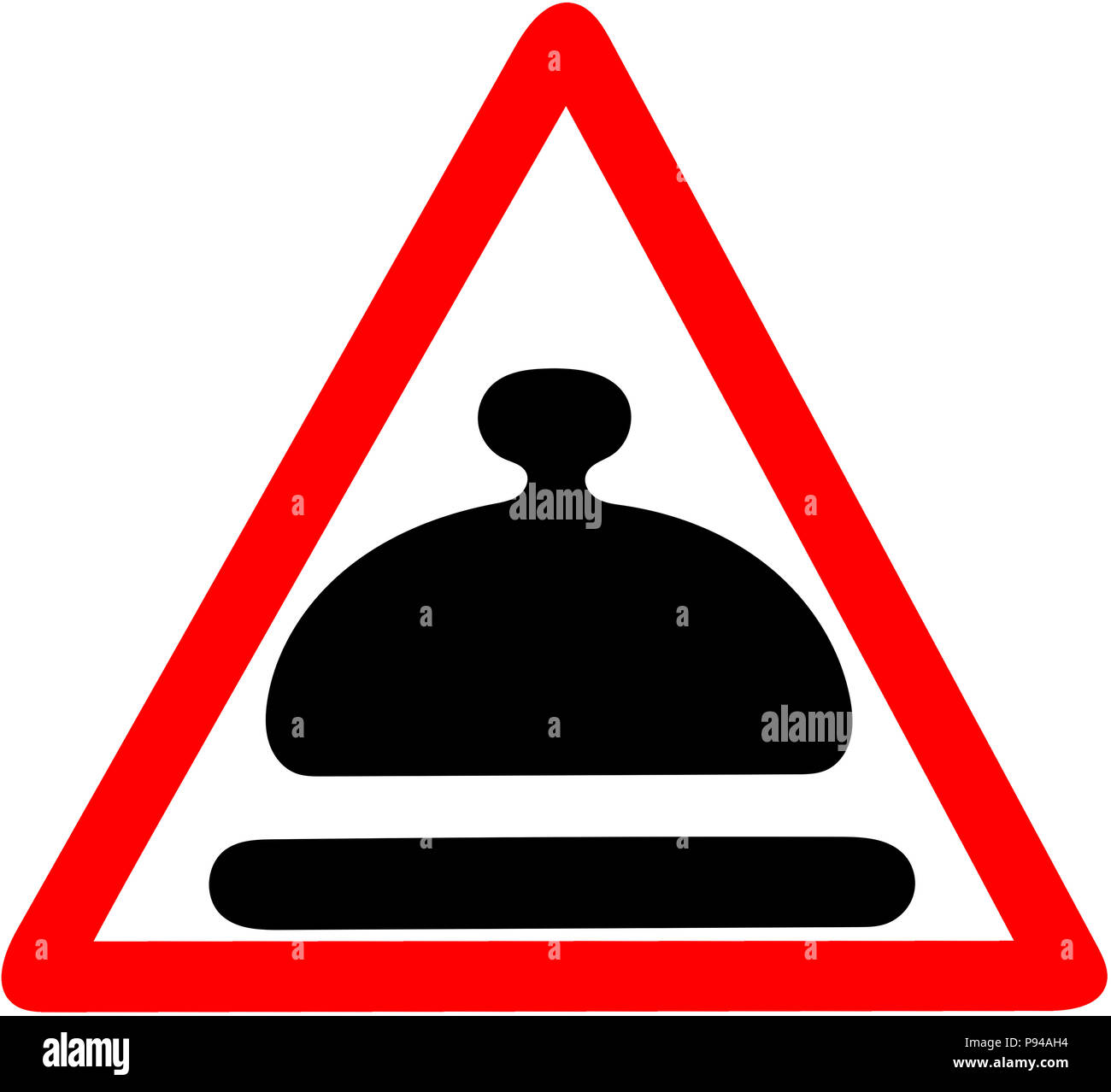 Special meal warning triangular red road sign isolated on white ...