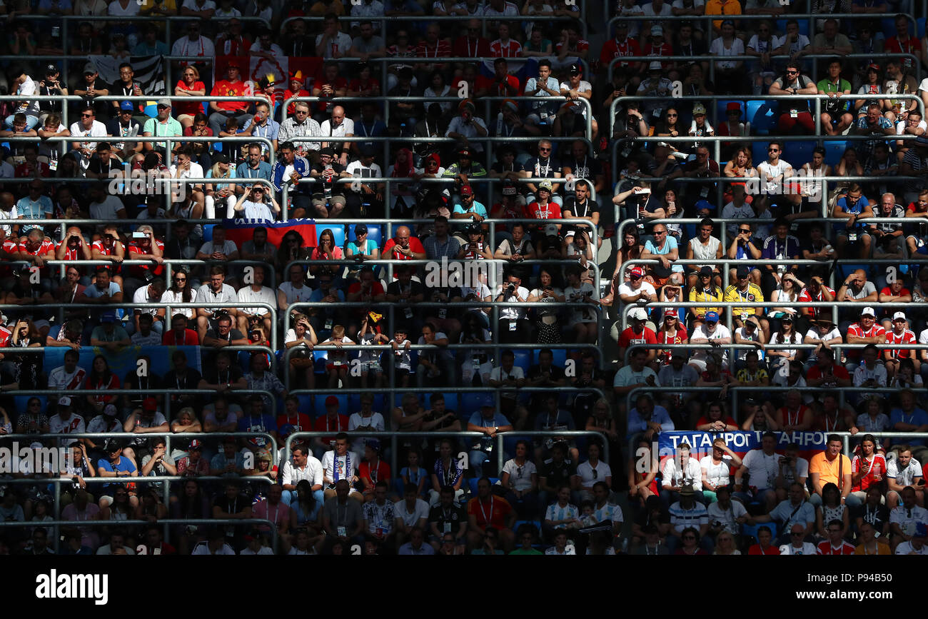 General view of the fans inside the stadium during the FIFA World Cup ...