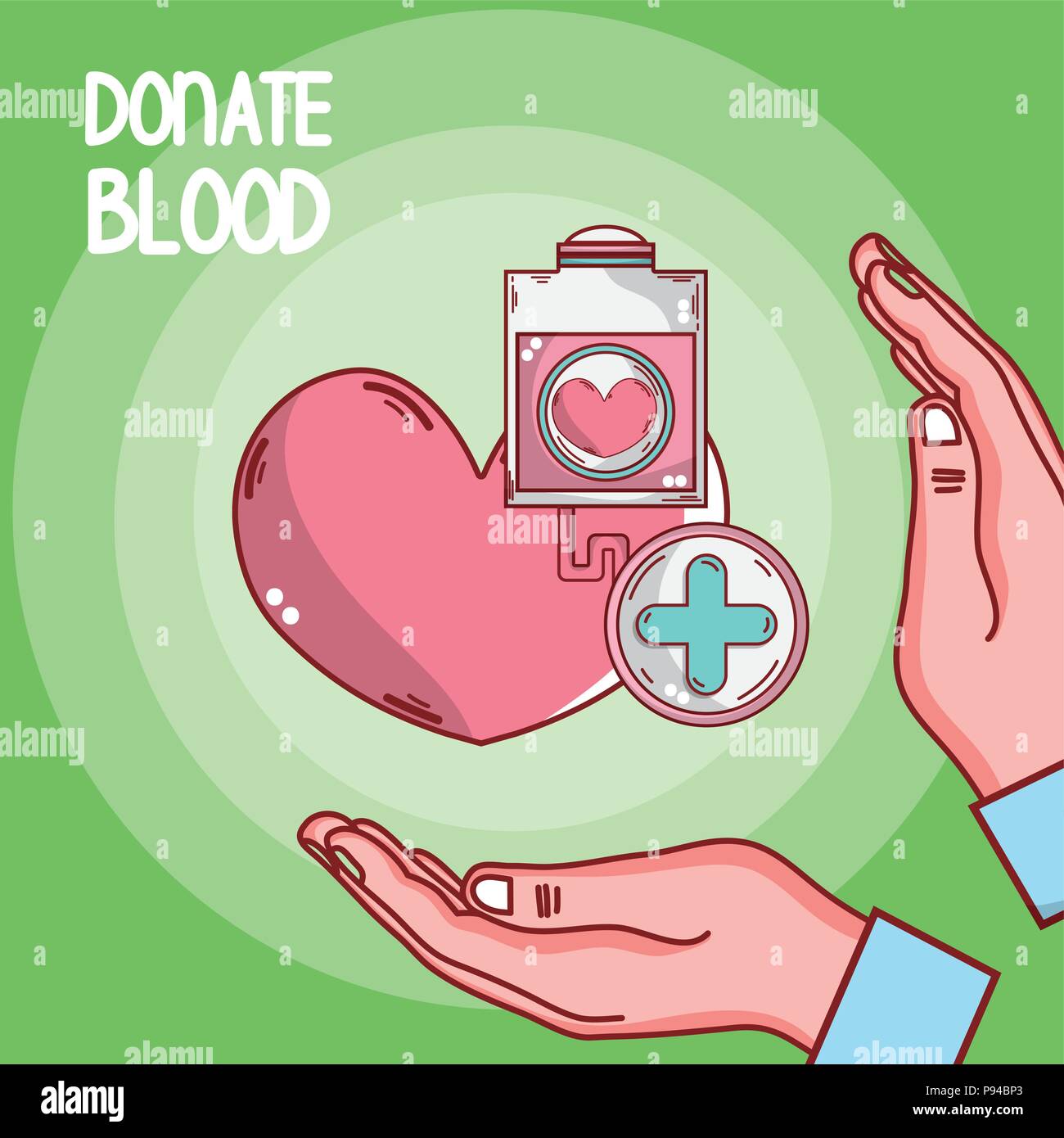 Donate blood hands caring heart vector illustration graphic design ...