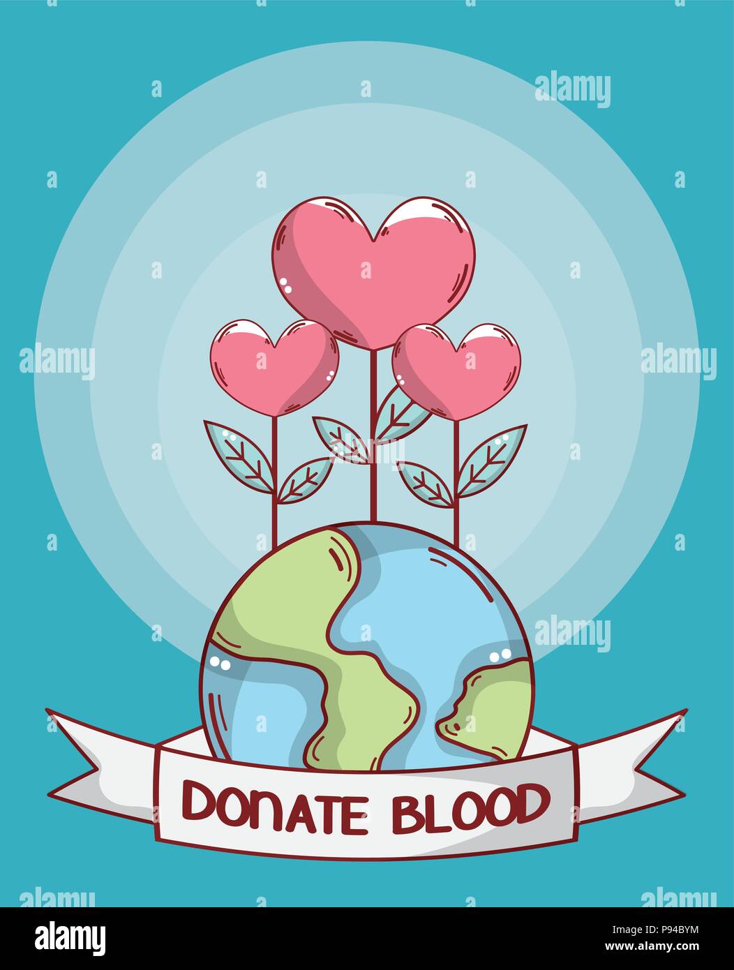 Donate blood earth and flowers vector illustration graphic design Stock ...