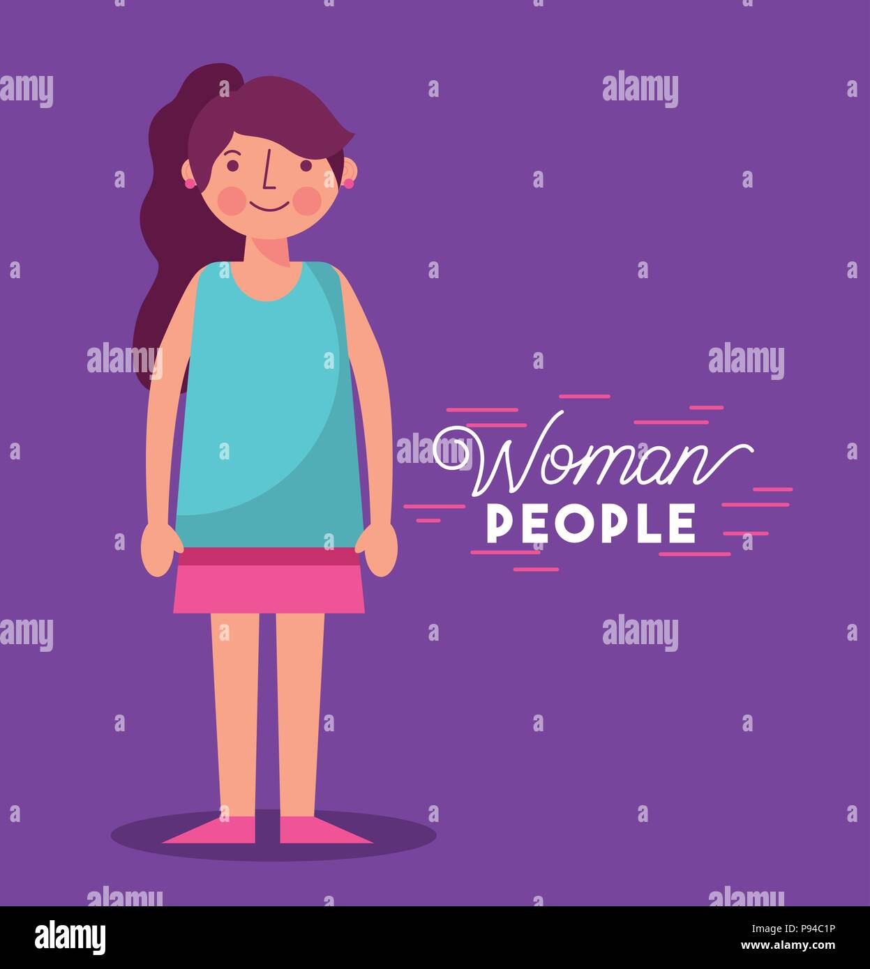 people woman character cute smiling vector illutration Stock Vector ...