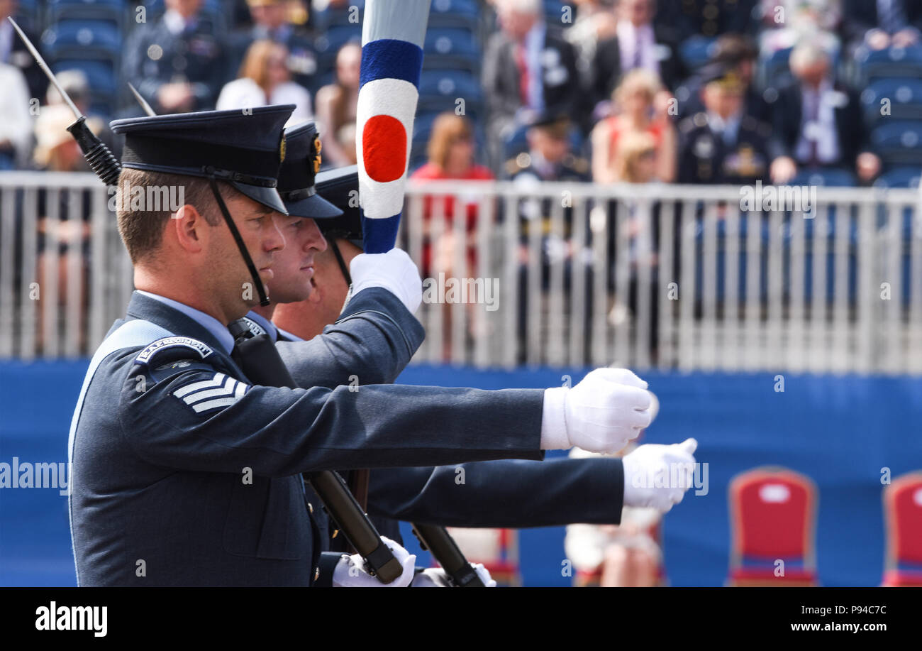 Members of the Royal Air Force (RAF) Regiment perform for a crowd of ...