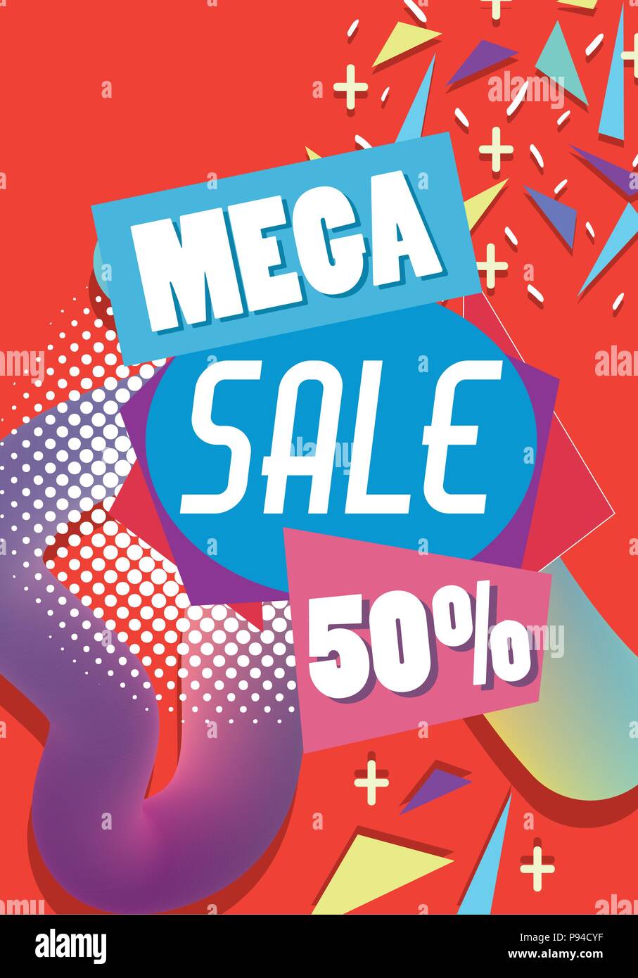 Mega sale discounts liquid and fluid poster concept vector illustration ...