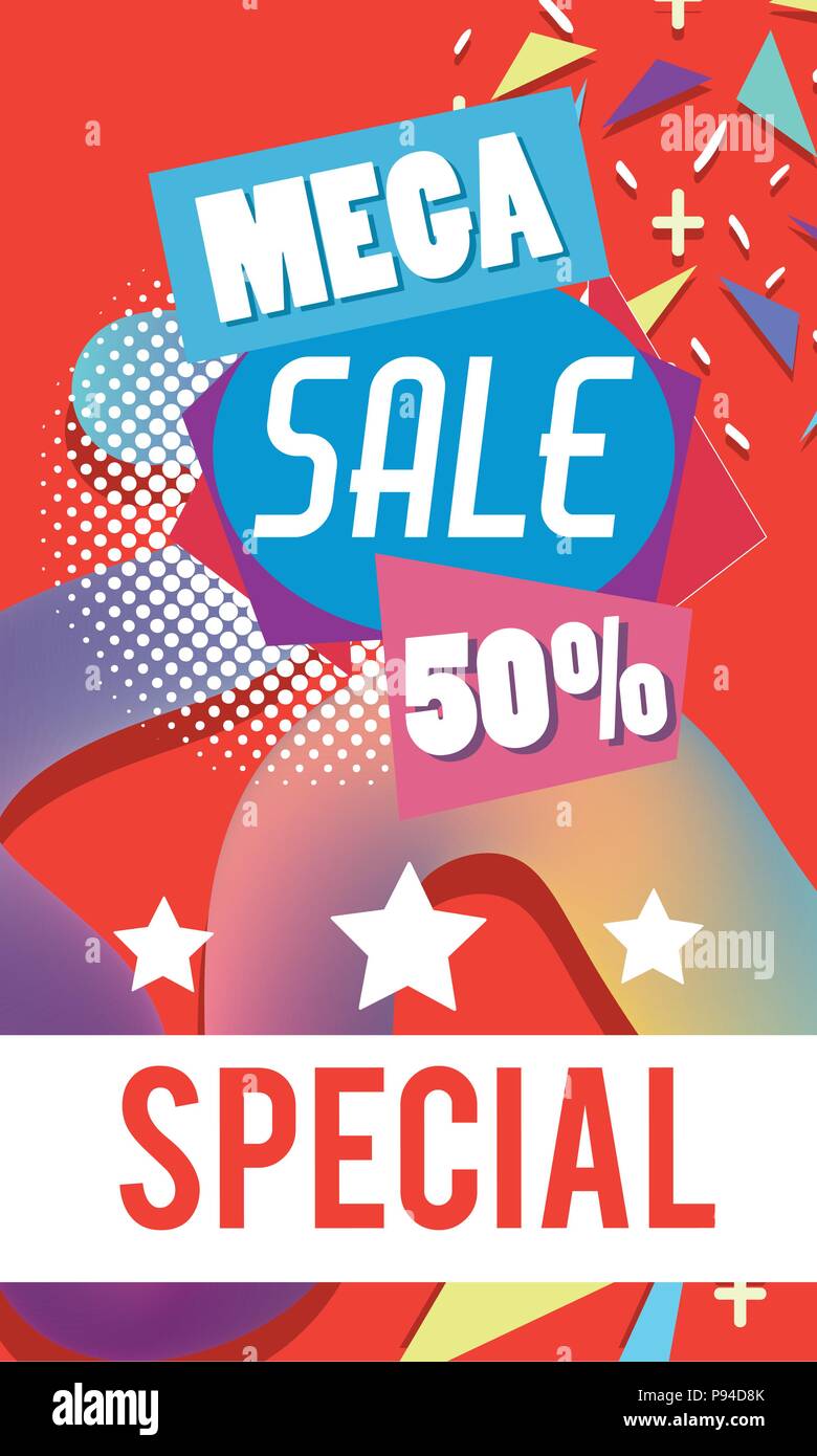 Mega sale discounts liquid and fluid poster concept vector illustration ...