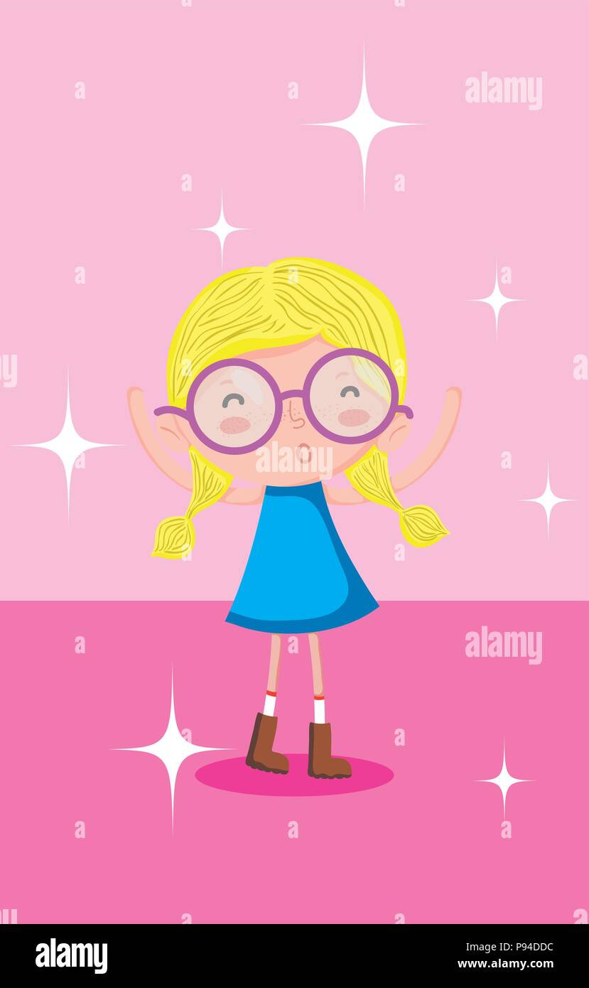 Beautiful and funny girl cartoon vector illustration graphic design ...