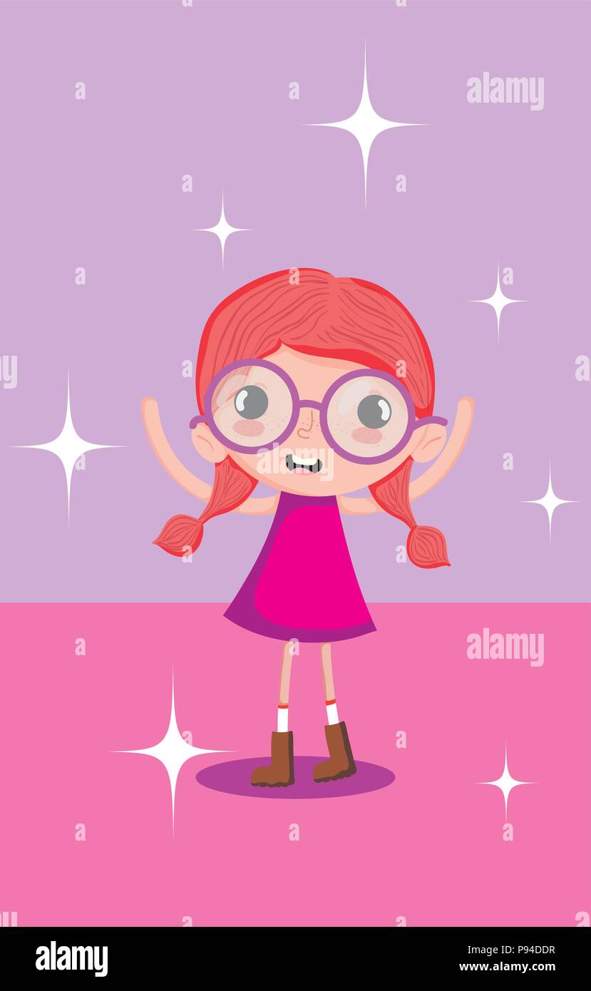 Beautiful and funny girl cartoon vector illustration graphic design ...