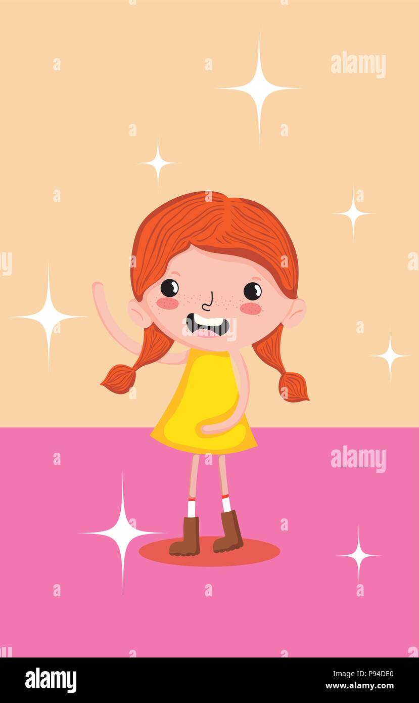 Beautiful and funny girl cartoon vector illustration graphic design ...