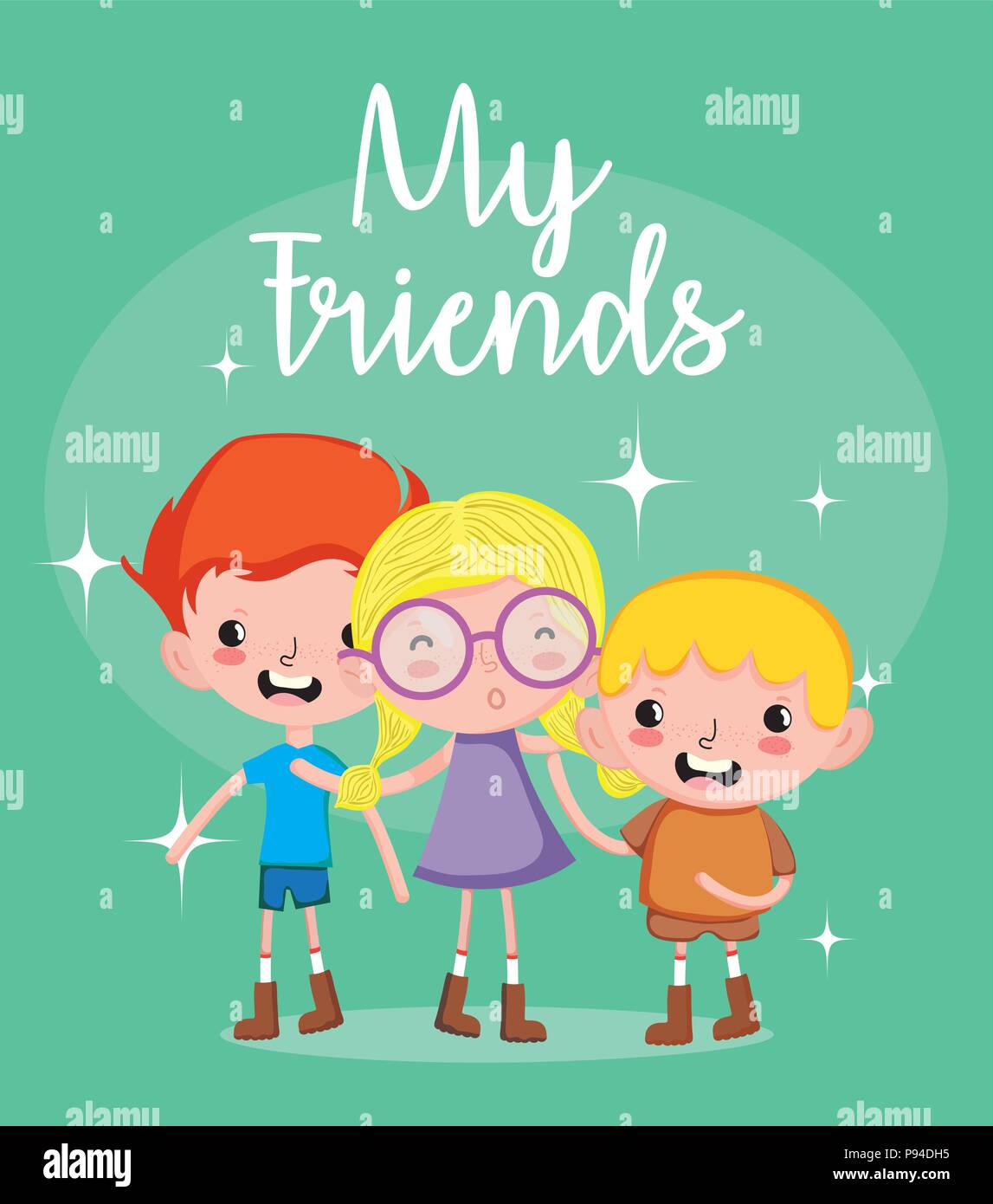 My friends cute cartoons vector illustration graphic design Stock ...