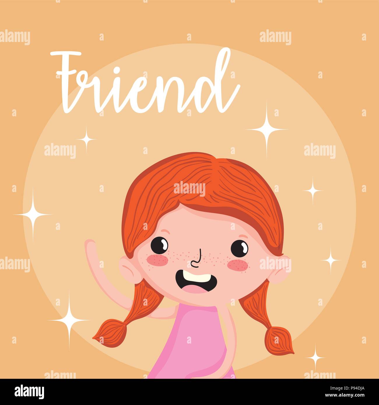 Beautiful and funny girl cartoon vector illustration graphic design ...