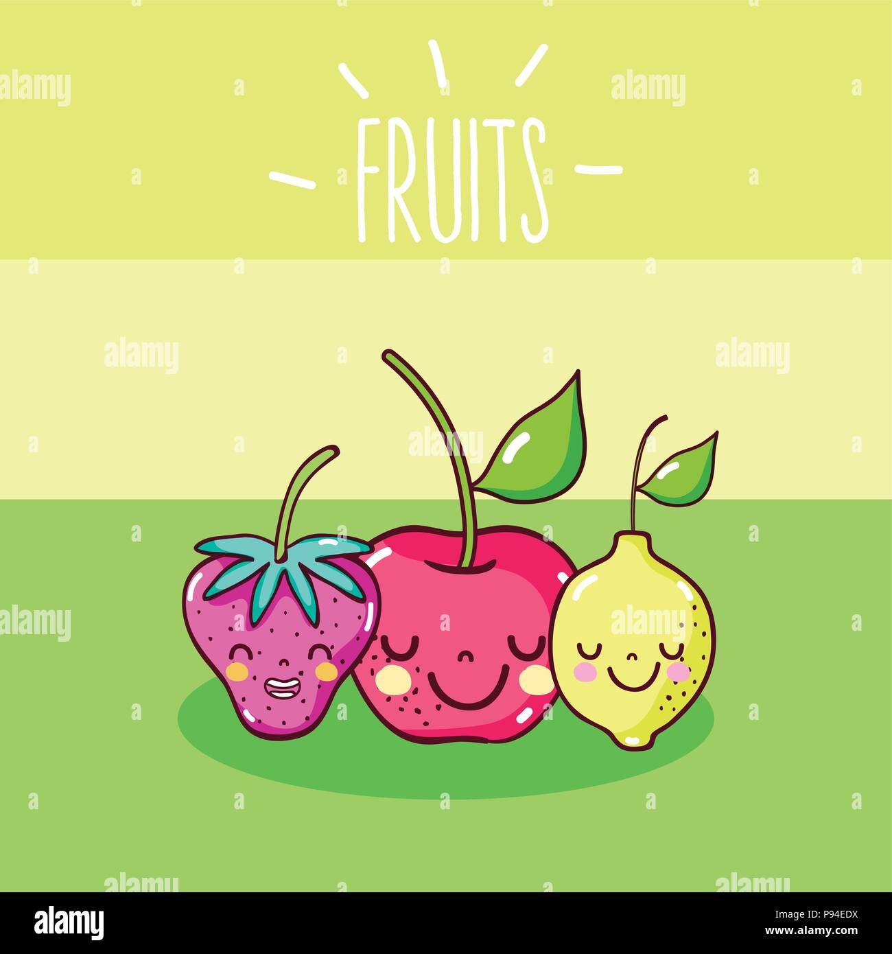 Cute and funny fruits friends vector illustration graphic design Stock ...