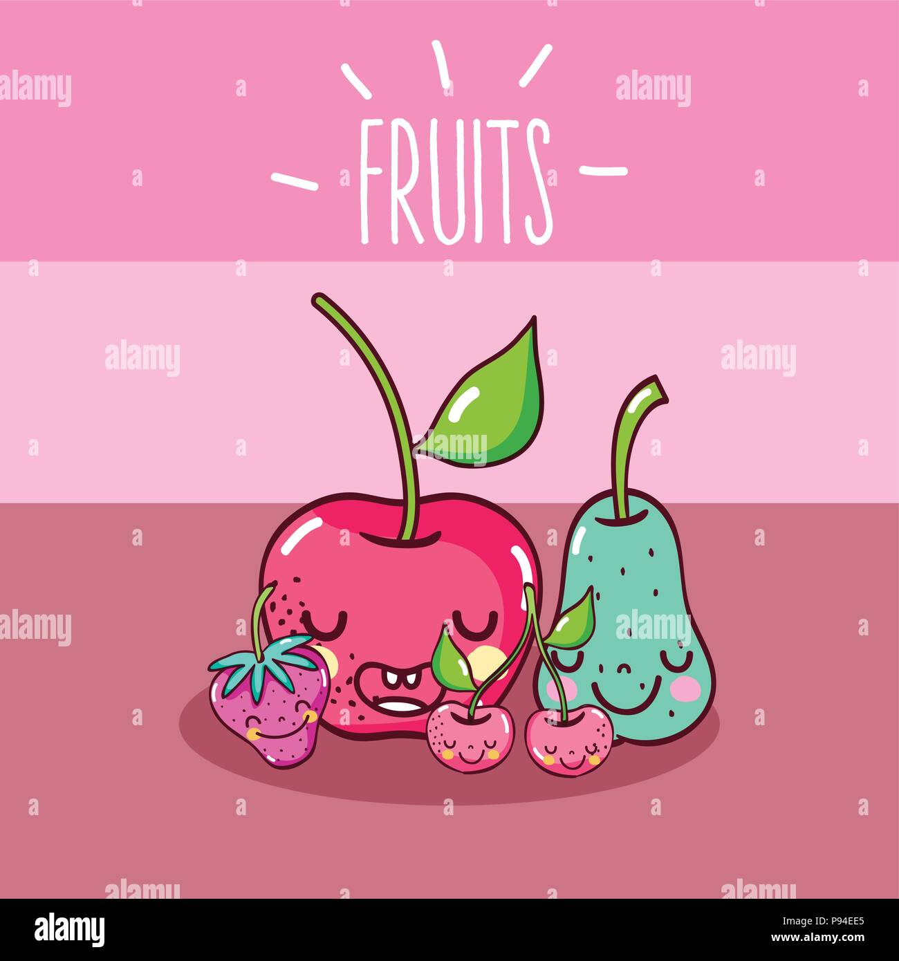 Cute and funny fruits friends vector illustration graphic design Stock ...