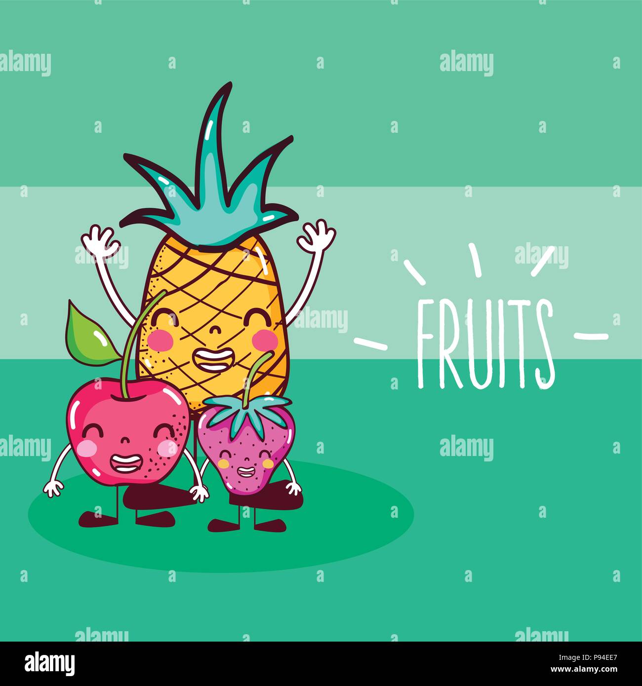 Cute and funny fruits friends vector illustration graphic design Stock ...