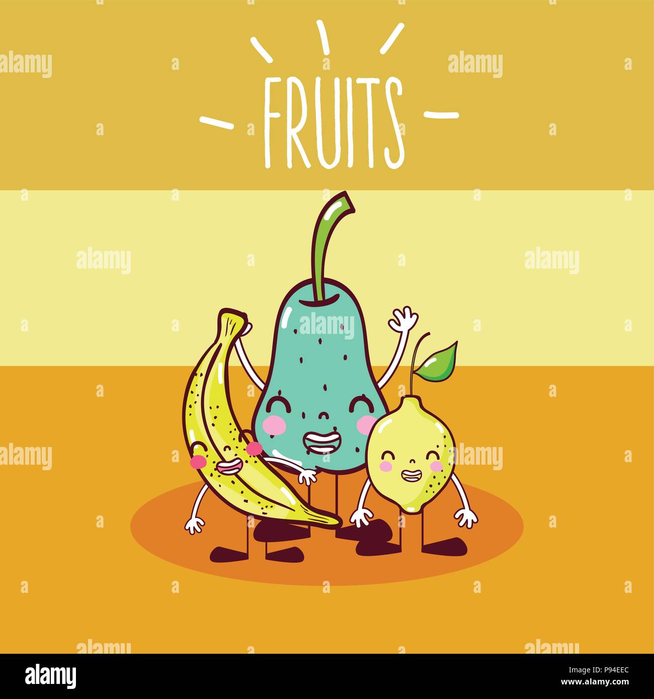 Cute and funny fruits friends vector illustration graphic design Stock ...
