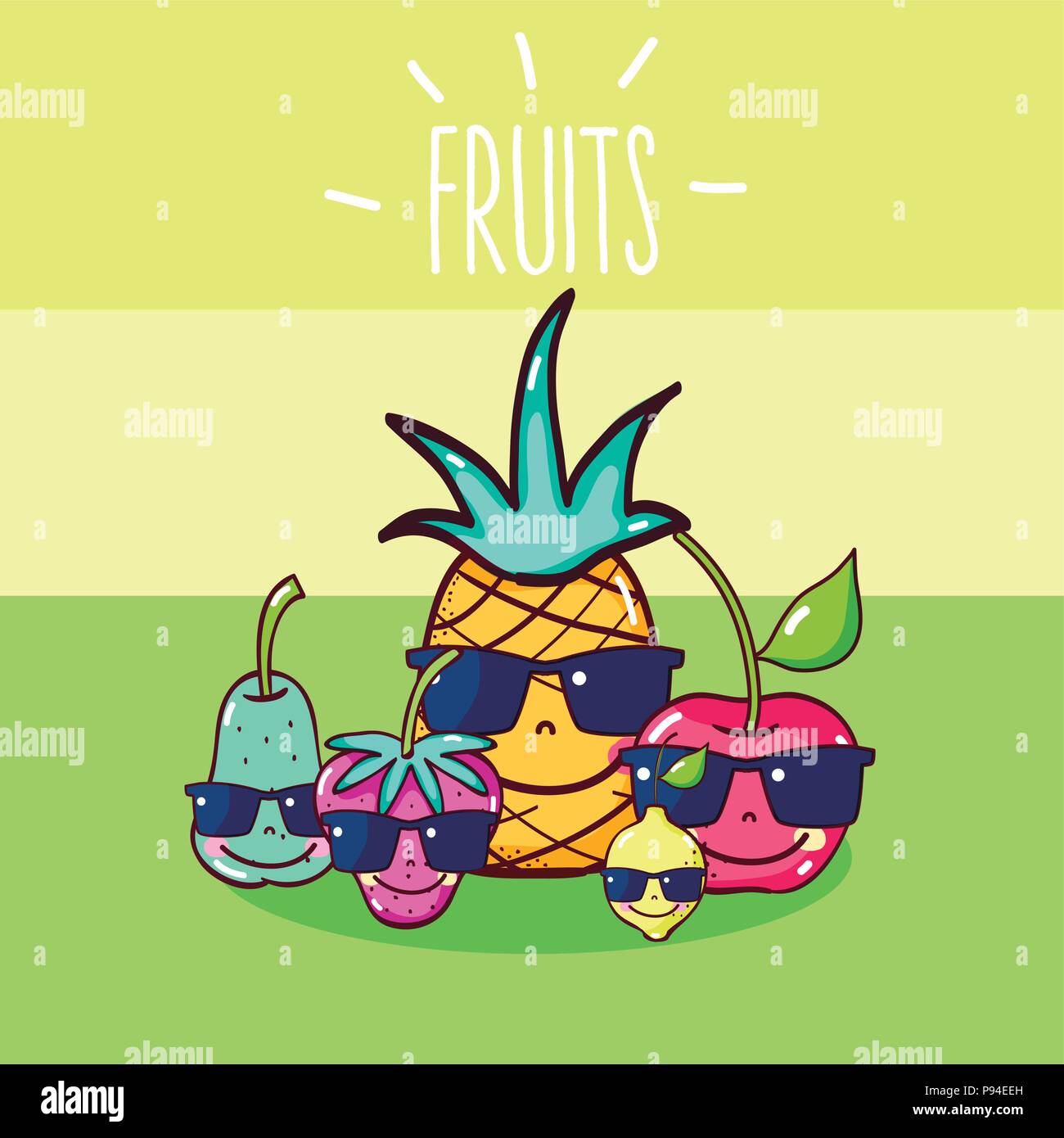 Cute and funny fruits friends vector illustration graphic design Stock ...