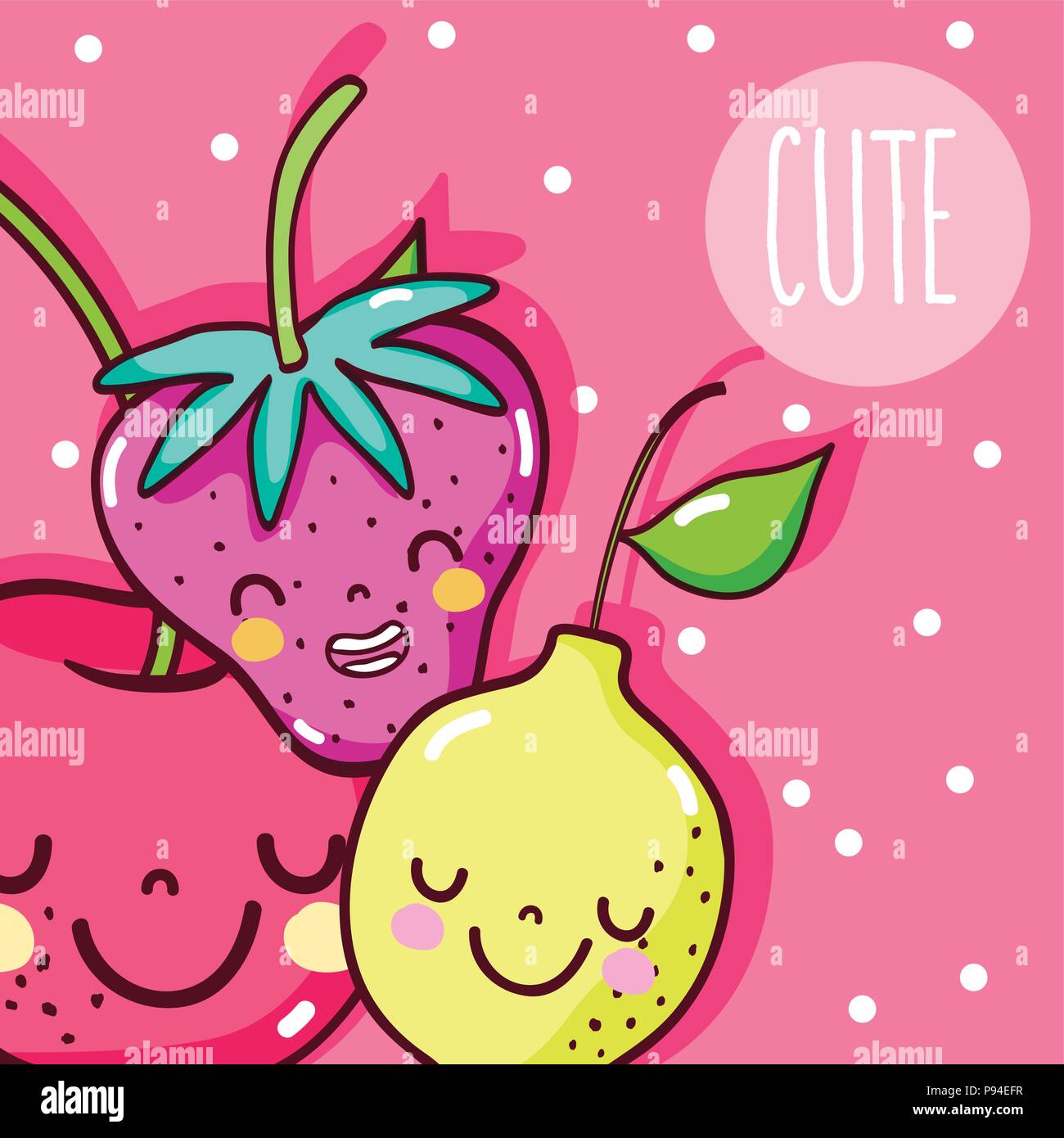 Cute and funny fruits friends vector illustration graphic design Stock ...