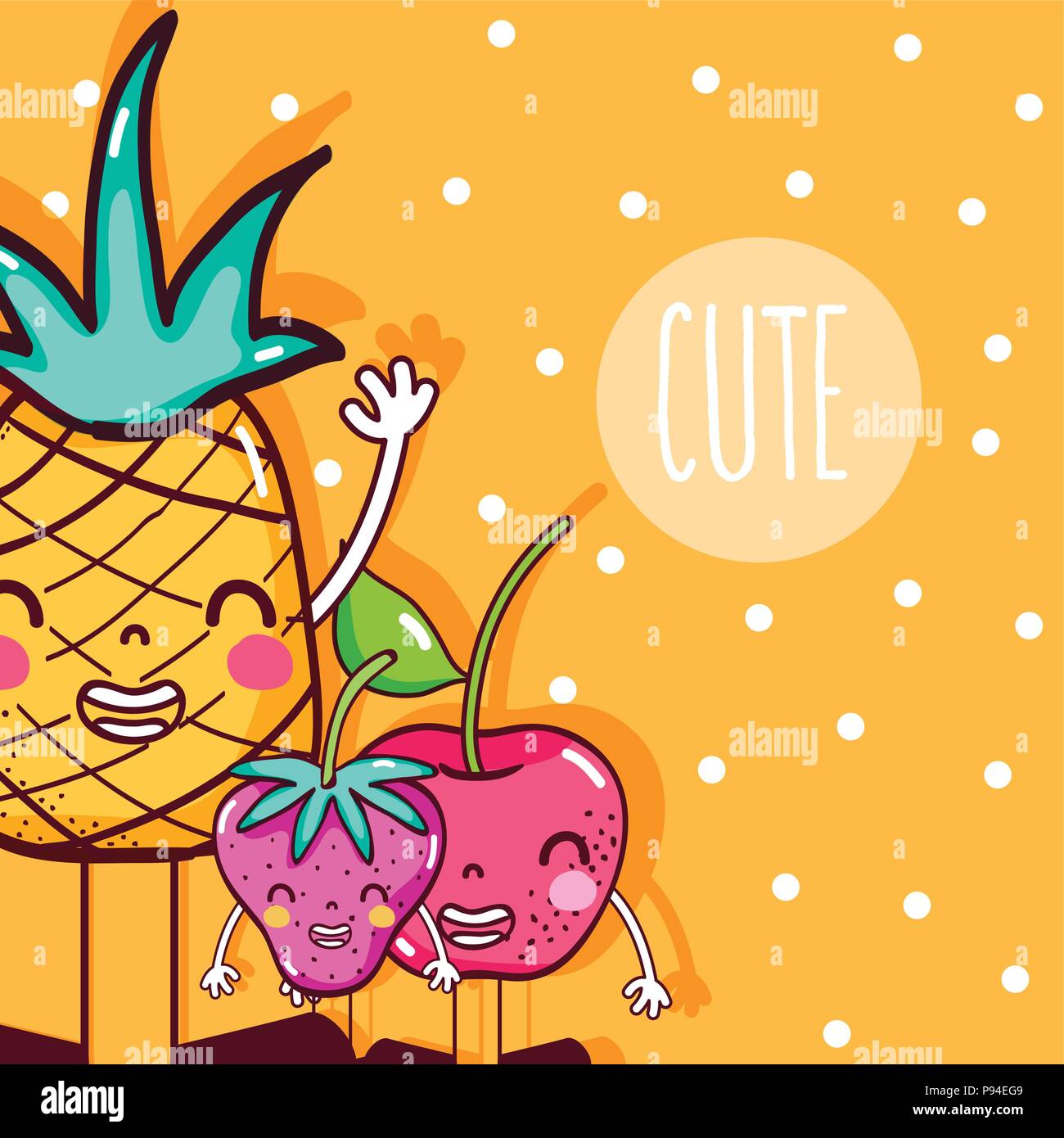 Cute and funny fruits friends vector illustration graphic design Stock ...